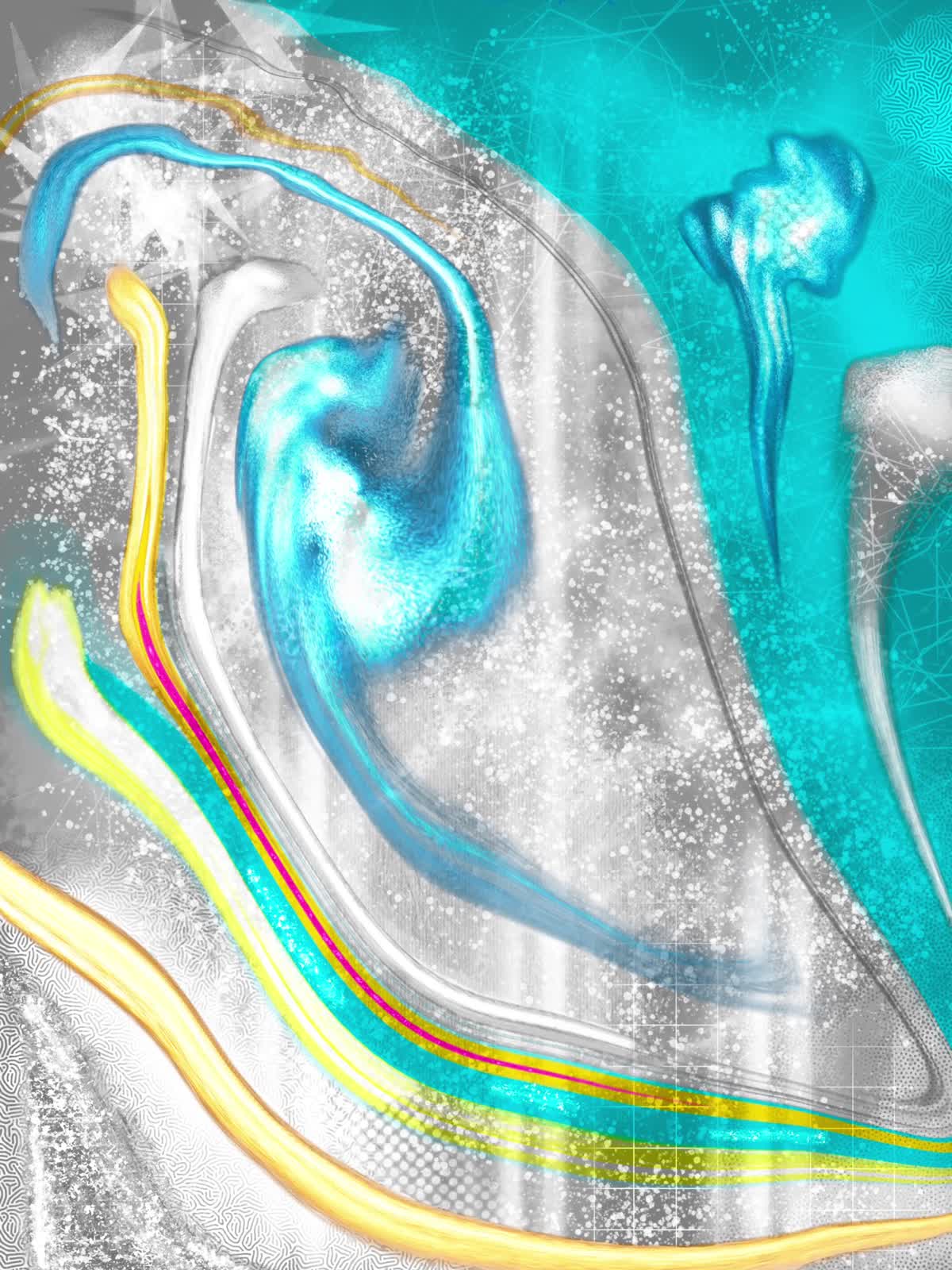Liquid Cyan - Acrylic Flow Painting Series 1:1 | Foundation